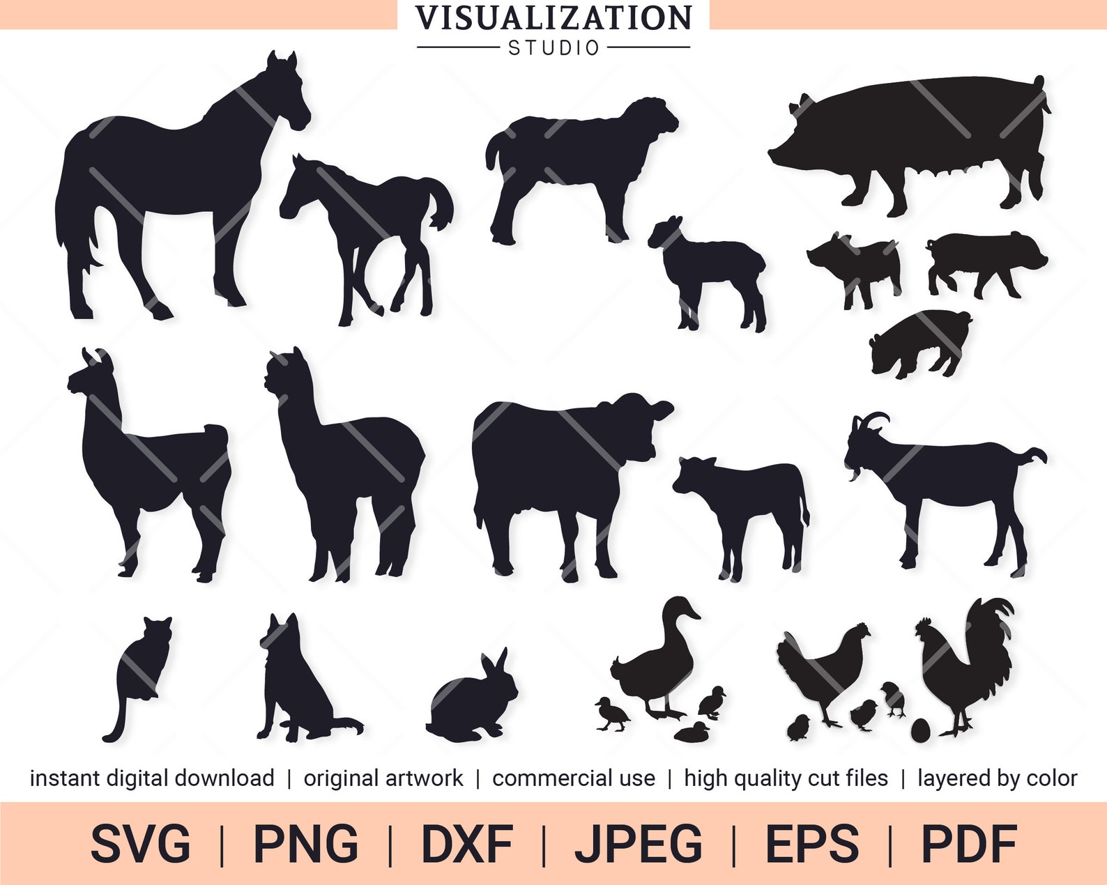 Farm Animals Vector Clipart Set INSTANT DIGITAL DOWNLOAD - Etsy