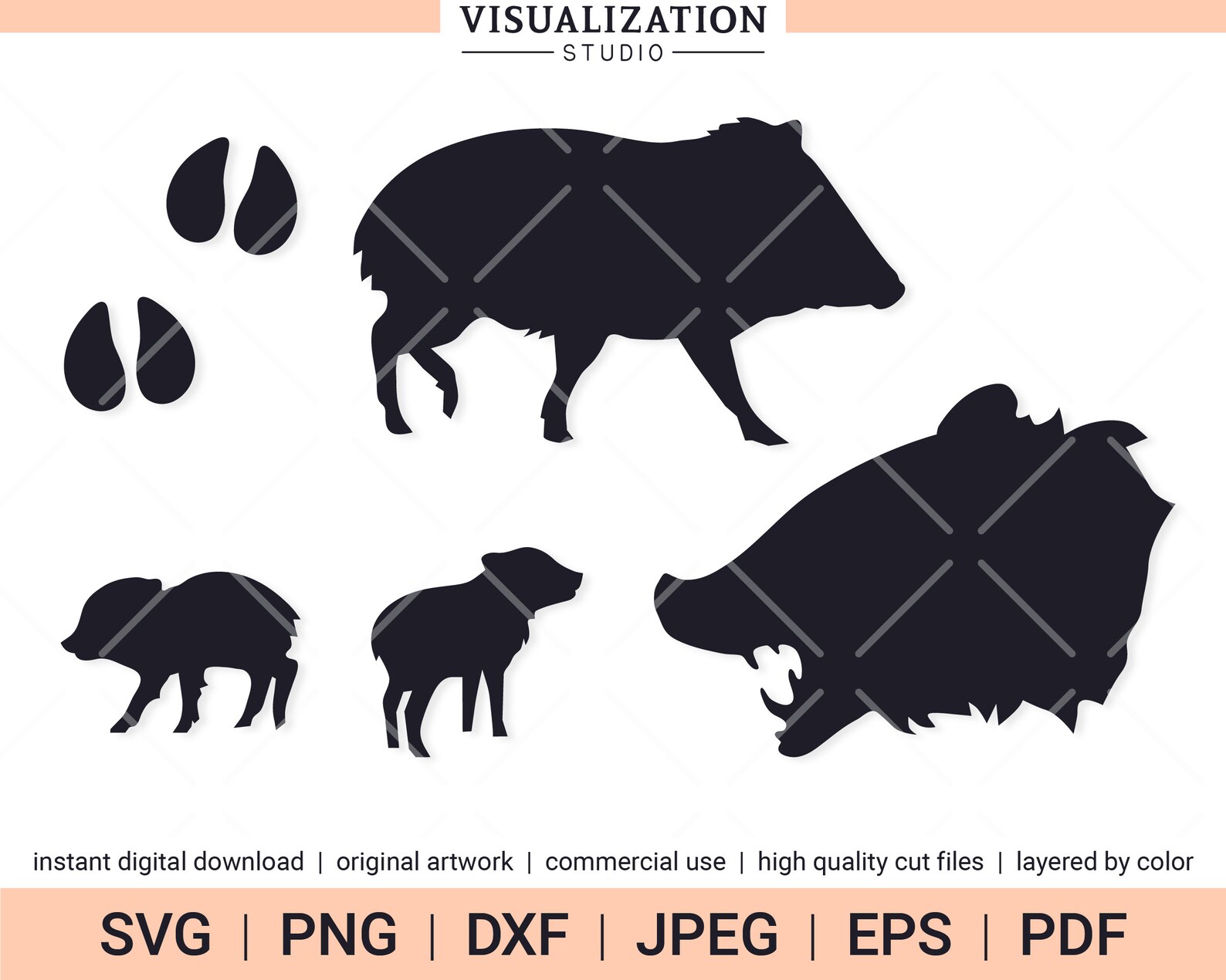 Javelina Pig Shapes Vector Clipart Set INSTANT DIGITAL - Etsy