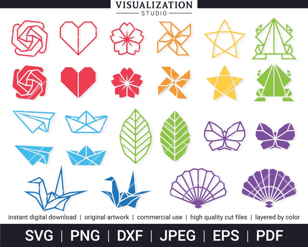 Origami Shapes Vector Clipart Set INSTANT DIGITAL DOWNLOAD Svg Png Dxf ...