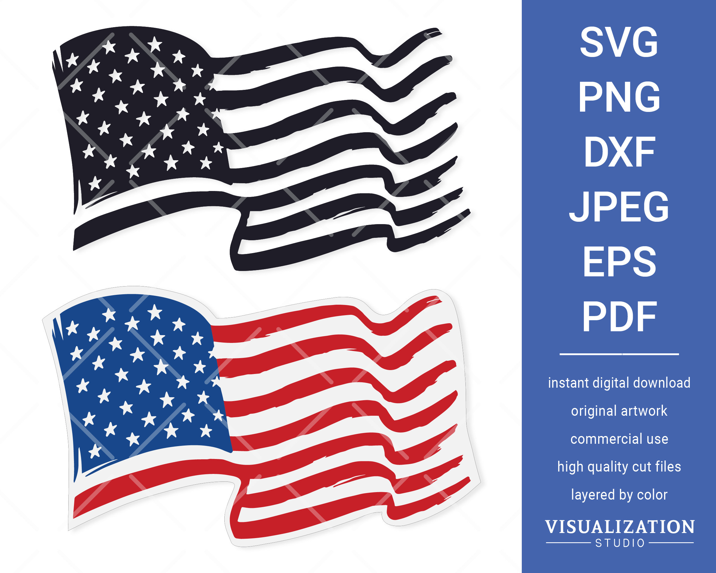 American Flag Wave Vector Clipart