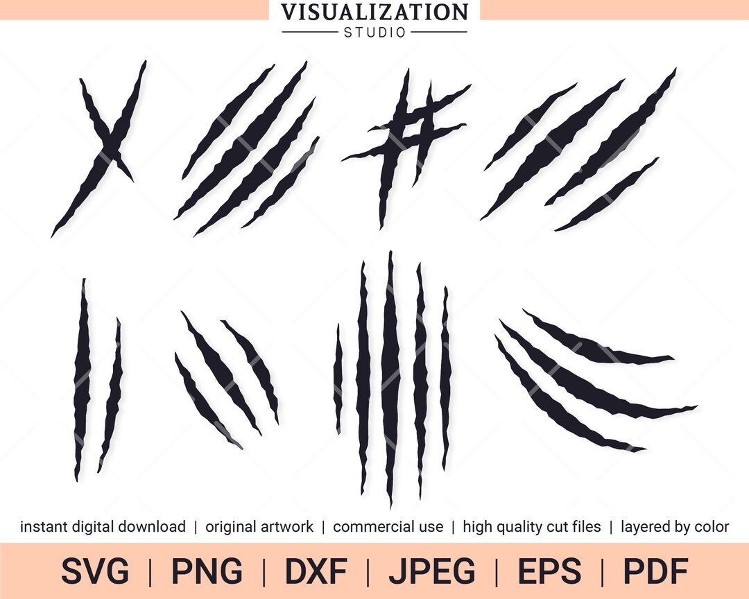 Animal Claw Scratch Marks Vector Clipart Set INSTANT DIGITAL DOWNLOAD ...