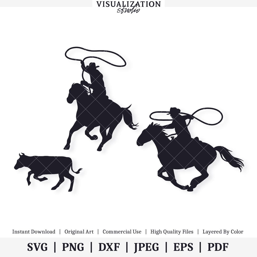 Team Roping | Rodeo | Vector Artwork | INSTANT DIGITAL DOWNLOAD | Svg ...