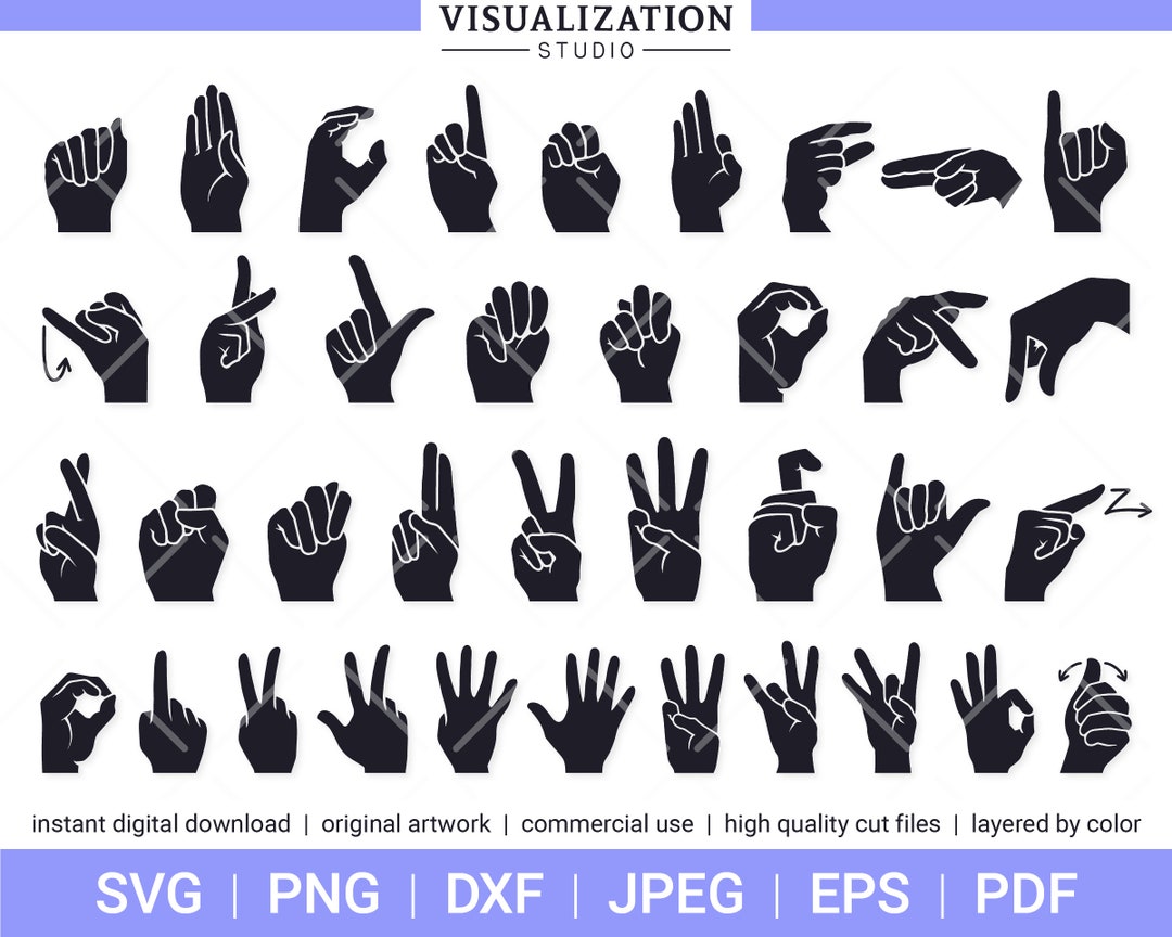 American Sign Language A-Z 0-10 Vector Clipart Set INSTANT DIGITAL ...