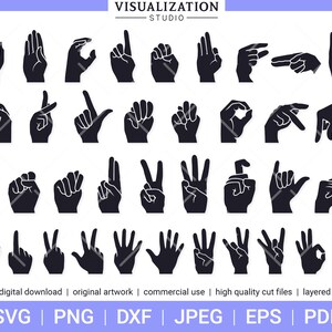 American Sign Language A-Z 0-10 Vector Clipart Set INSTANT DIGITAL ...