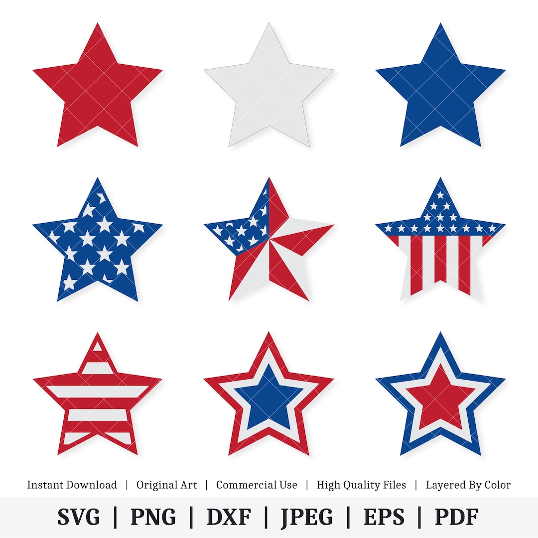 Patriotic Stars | Vector Bundle | INSTANT DIGITAL DOWNLOAD | Svg | Png ...
