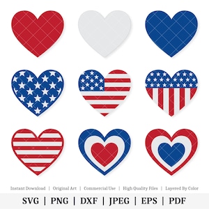 Patriotic Hearts | Vector Bundle | INSTANT DIGITAL DOWNLOAD | Svg | Png ...