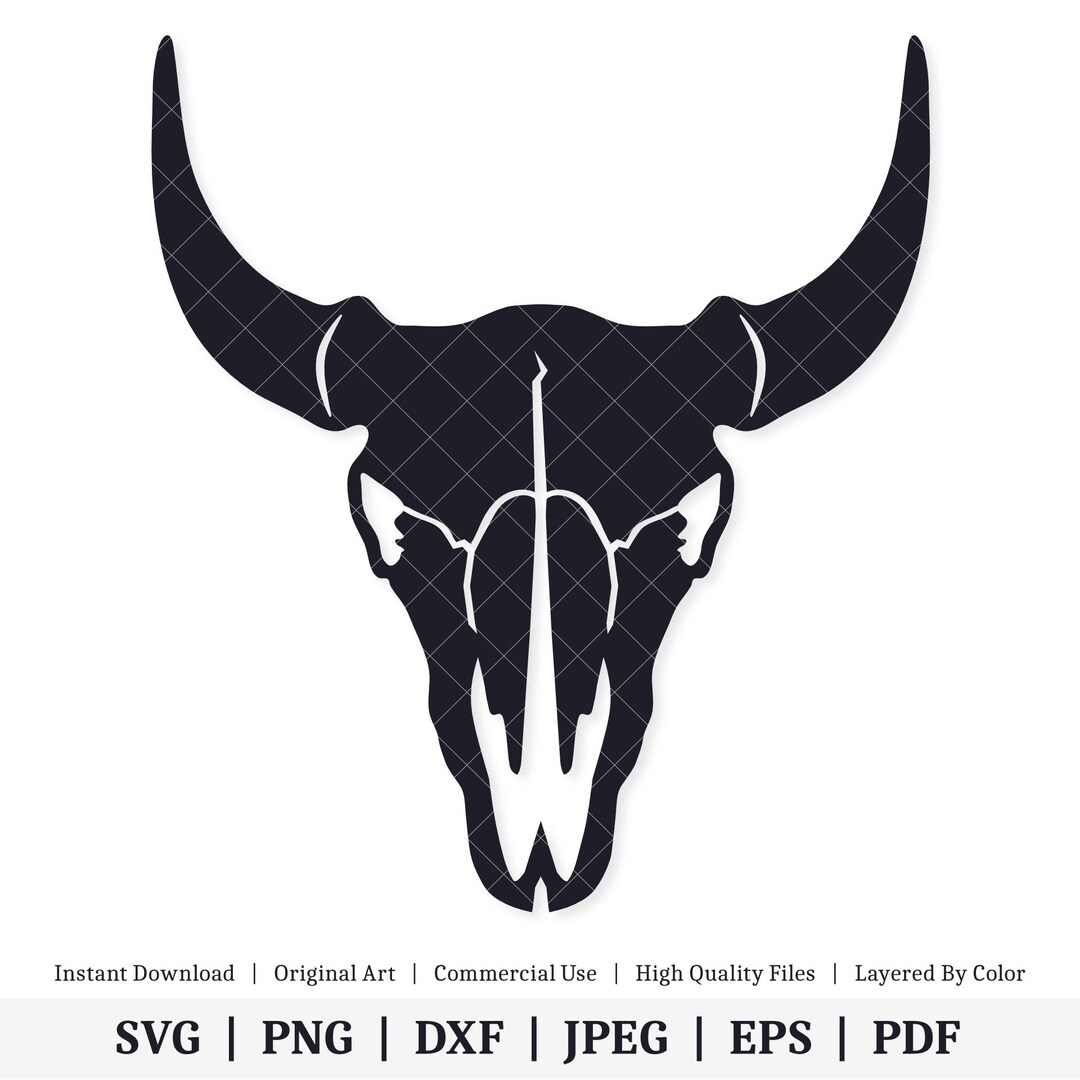 Bull Skull | Vector Artwork | INSTANT DIGITAL DOWNLOAD | Svg | Png ...
