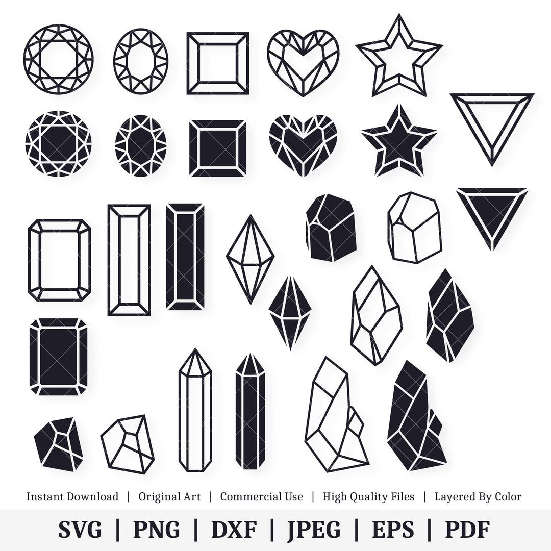 Crystals Rocks and Gemstones | Vector Bundle | INSTANT DIGITAL DOWNLOAD ...