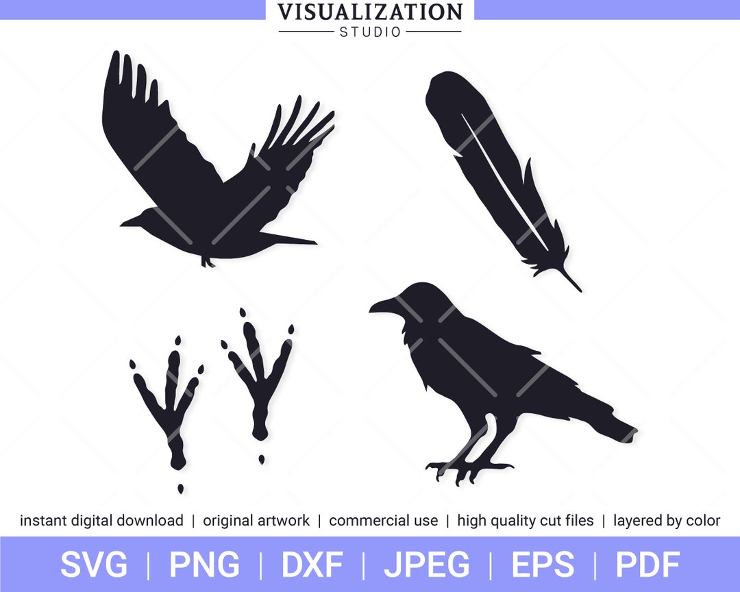 Raven Shapes Vector Clipart Set INSTANT DIGITAL DOWNLOAD Svg Png Dxf ...