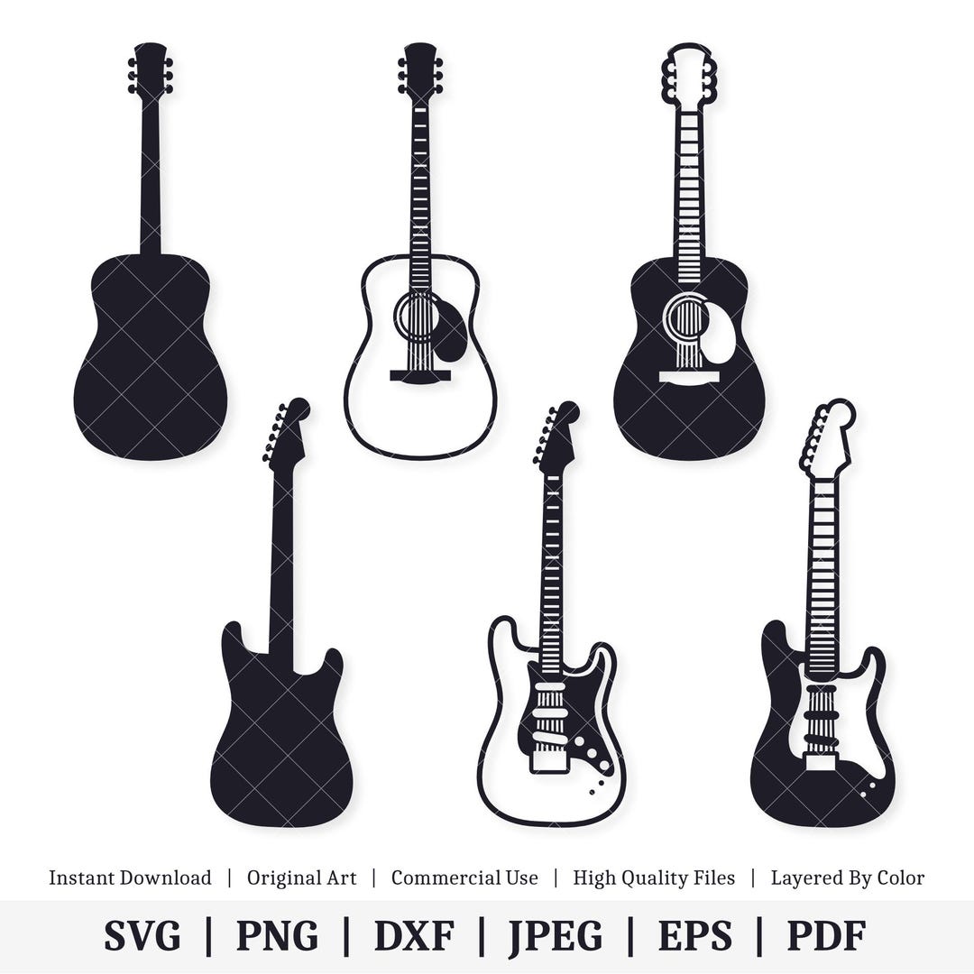 Guitars | Vector Bundle | INSTANT DIGITAL DOWNLOAD | Svg | Png | Dxf ...