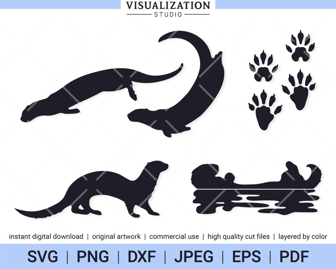 Otter Shapes Vector Clipart Set INSTANT DIGITAL DOWNLOAD Svg Png Dxf ...