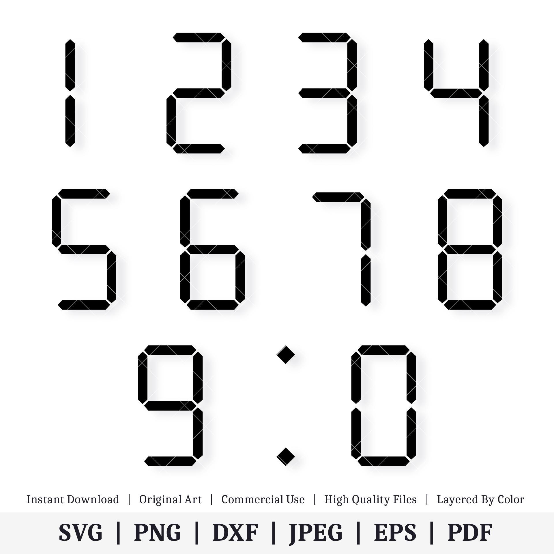 Digital Analog Clock Numbers | Vector Bundle | INSTANT DIGITAL DOWNLOAD ...