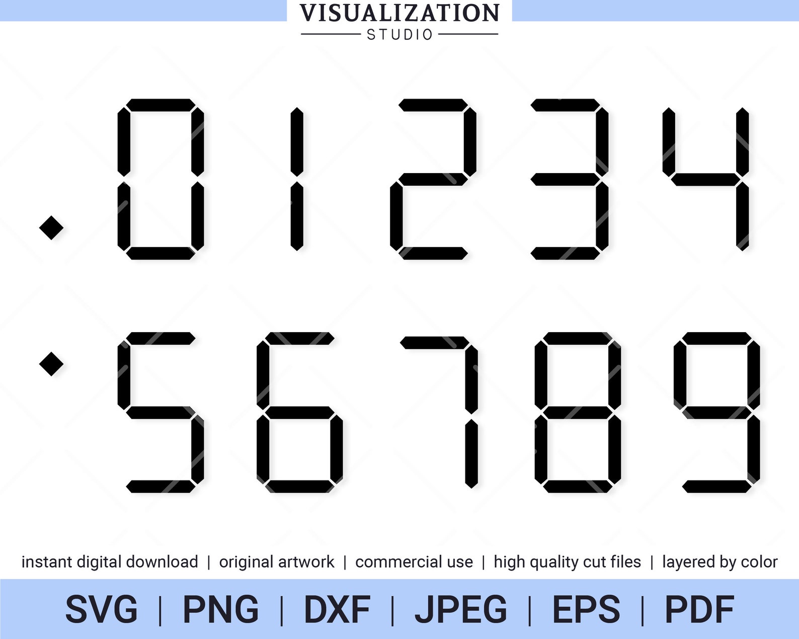 Digital Analog Clock Numbers Vector Clipart Set INSTANT - Etsy