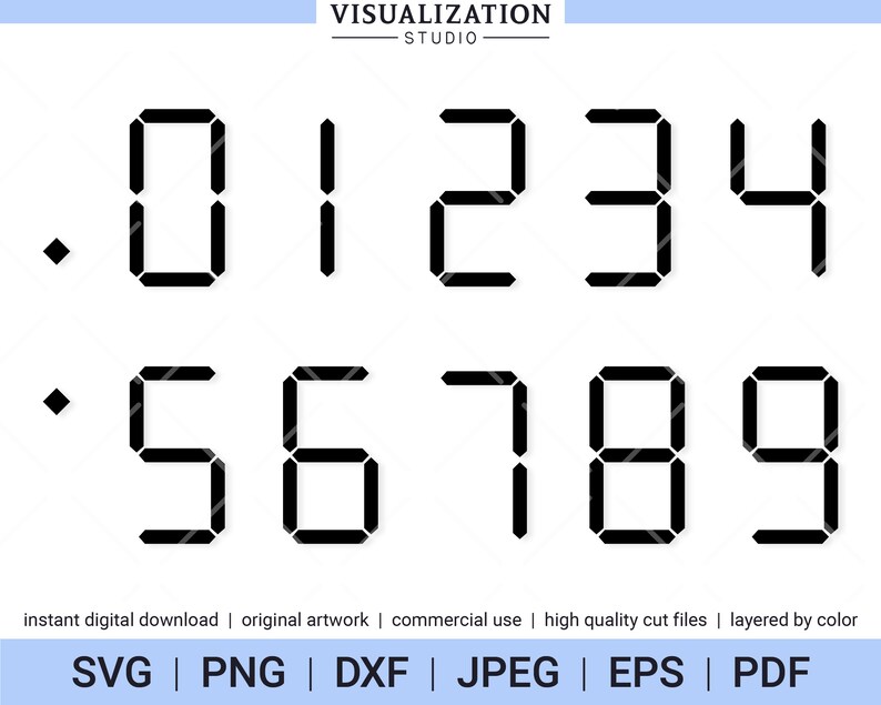Digital Analog Clock Numbers Vector Clipart Set INSTANT - Etsy