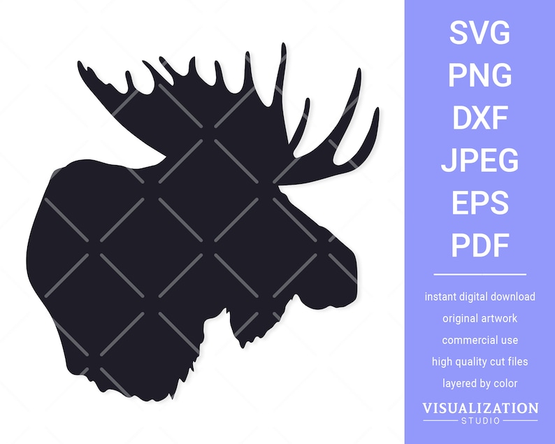 Alaskan Moose Head Vector Clipart INSTANT DIGITAL DOWNLOAD - Etsy