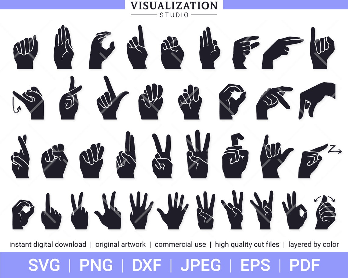 American Sign Language A-Z 0-10 Vector Clipart Set - Etsy