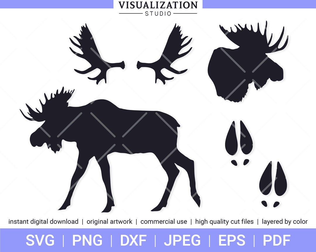 Alaskan Moose Shapes Vector Clipart Set INSTANT DIGITAL DOWNLOAD Svg ...