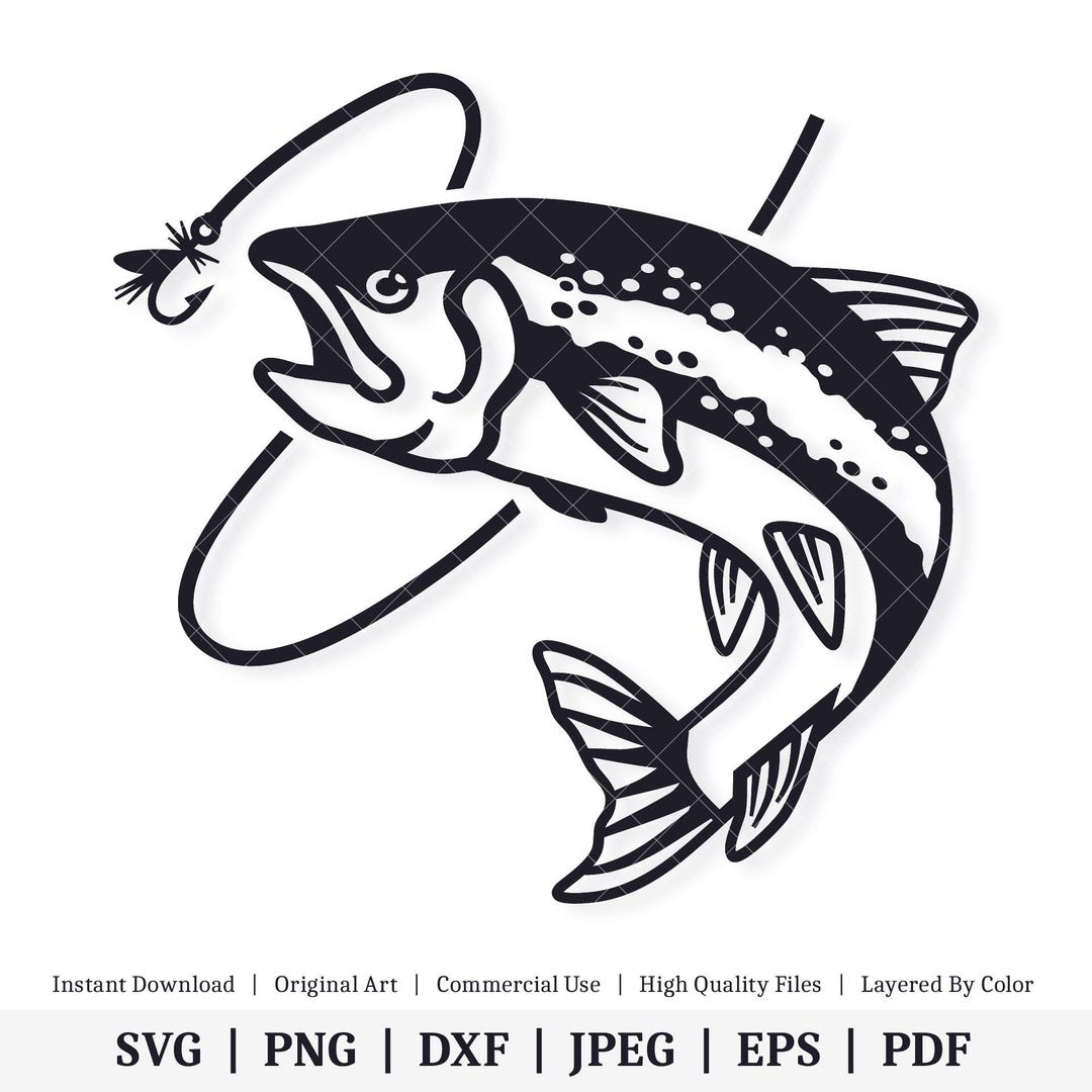 Fly Fishing Trout | Vector Artwork | INSTANT DIGITAL DOWNLOAD | Svg ...
