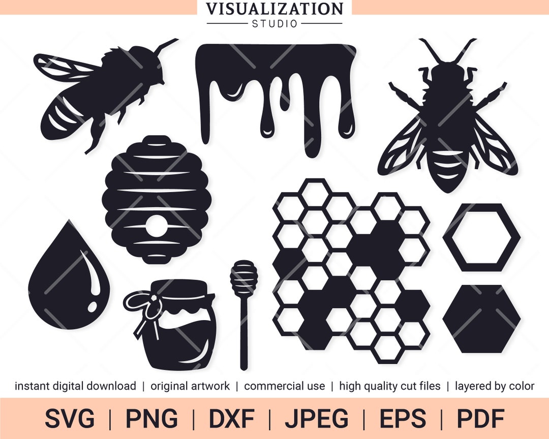 Honey Bee Shapes Vector Clipart Set INSTANT DIGITAL DOWNLOAD Svg Png ...