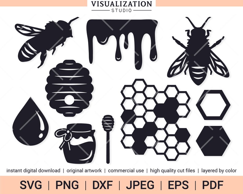 Honey Bee Shapes Vector Clipart Set INSTANT DIGITAL - Etsy