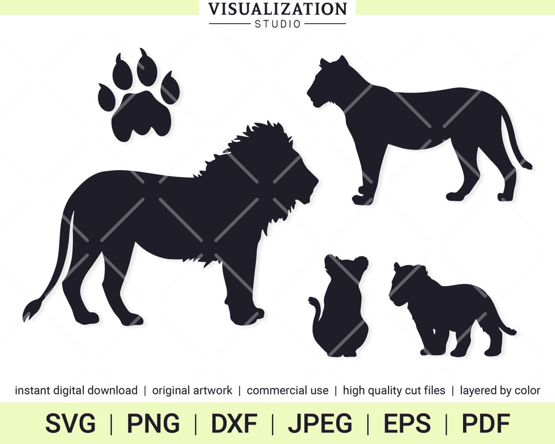 Lion Shapes Vector Clipart Set INSTANT DIGITAL DOWNLOAD Svg Png Dxf ...