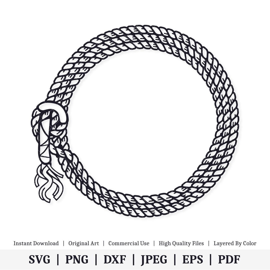 Lariat Lasso Rope Wreath | Vector Artwork | INSTANT DIGITAL DOWNLOAD ...