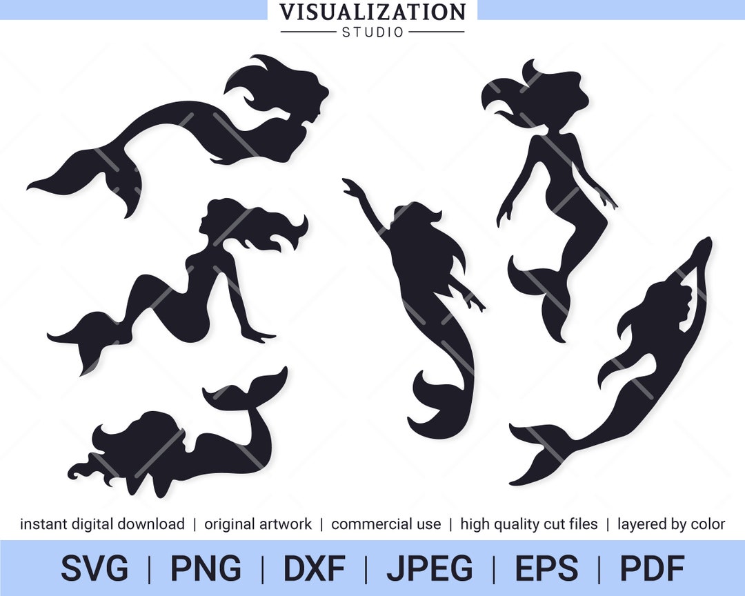 Mermaid Shapes Vector Clipart Set INSTANT DIGITAL DOWNLOAD Svg Png Dxf ...
