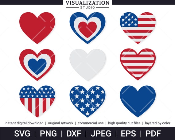 Patriotic Hearts Vector Clipart Set INSTANT DIGITAL - Etsy Hong Kong