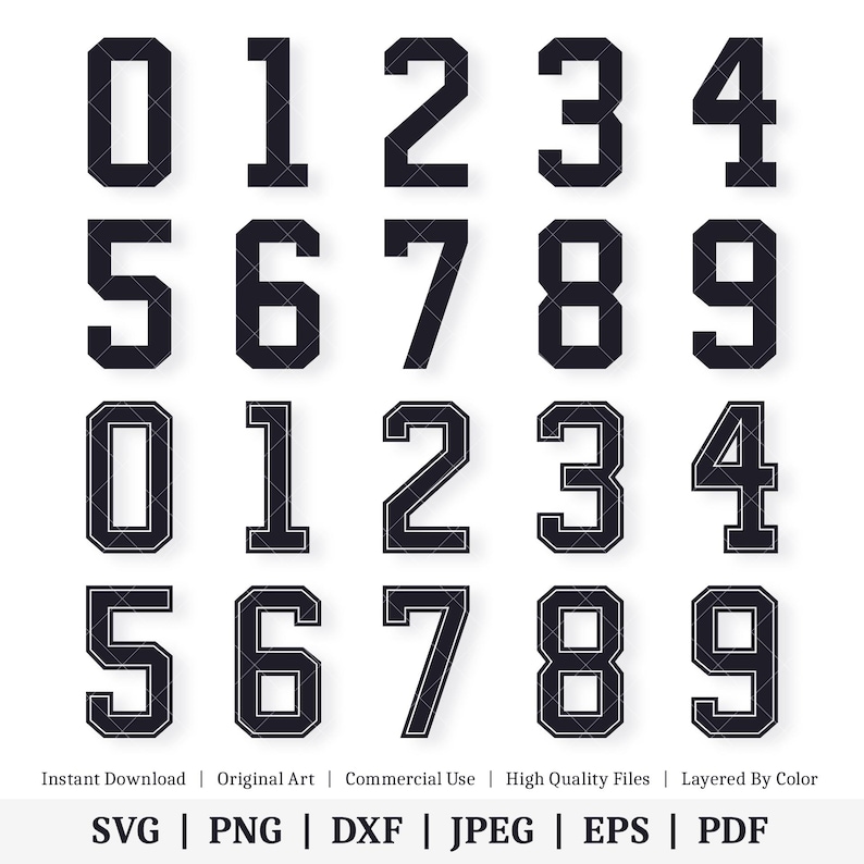 Jersey Uniform Numbers | 0-9 | Vector Bundle | INSTANT DIGITAL DOWNLOAD ...