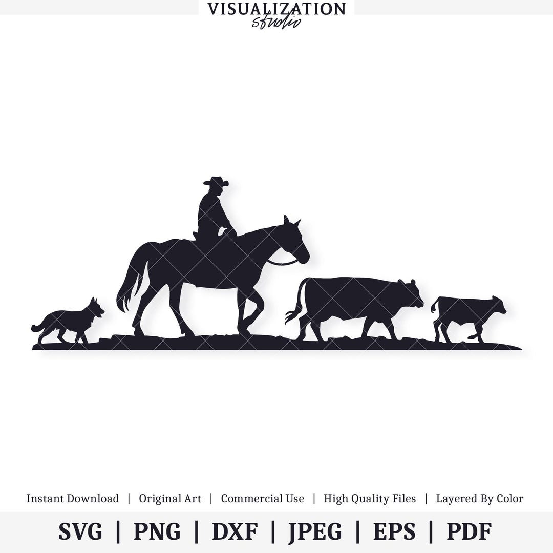 Cattle Drive | Cowboy | Vector Artwork | INSTANT DIGITAL DOWNLOAD | Svg ...