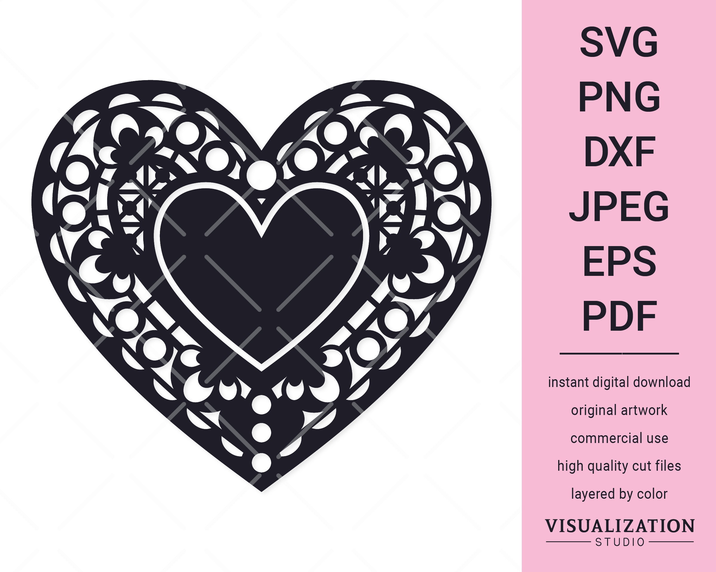 Lace Heart Vector Clipart INSTANT DIGITAL DOWNLOAD Svg - Etsy Canada