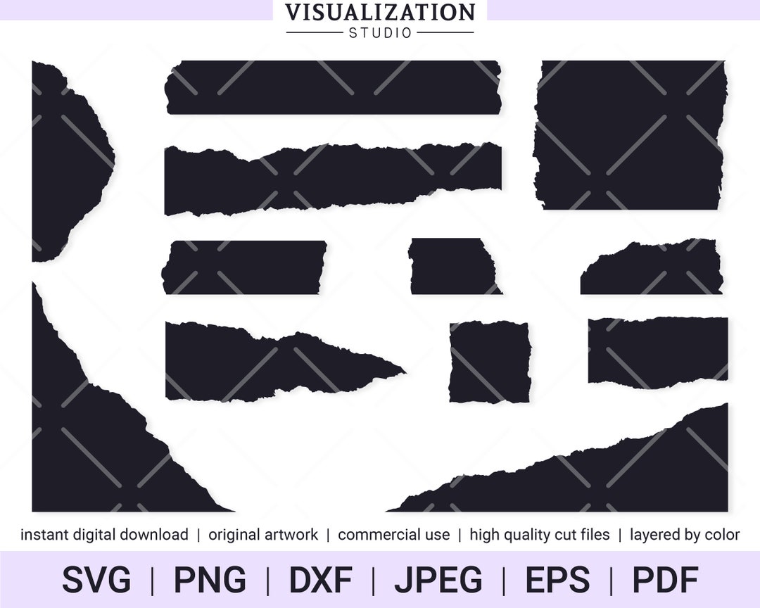 Torn Paper Vector Clipart Set INSTANT DIGITAL DOWNLOAD Svg Png Dxf Jpeg ...