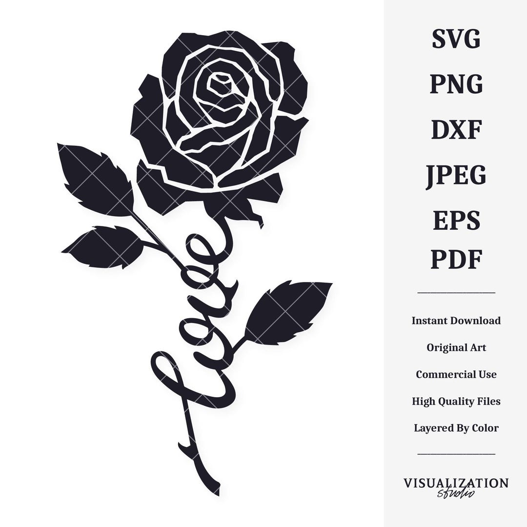 Rose Love Stem V1 | Vector Artwork | INSTANT DIGITAL DOWNLOAD | Svg ...