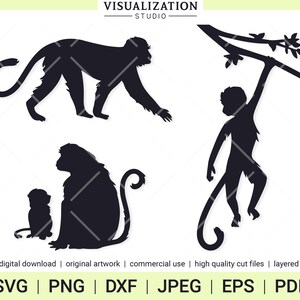 Monkey Shapes Vector Clipart Set INSTANT DIGITAL DOWNLOAD Svg Png Dxf ...