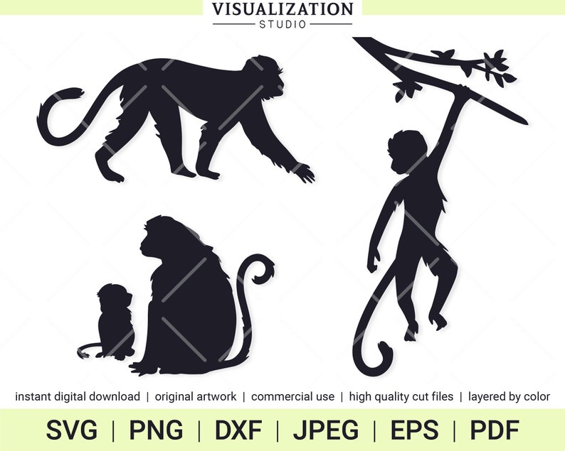 Monkey Shapes Vector Clipart Set INSTANT DIGITAL DOWNLOAD | Etsy