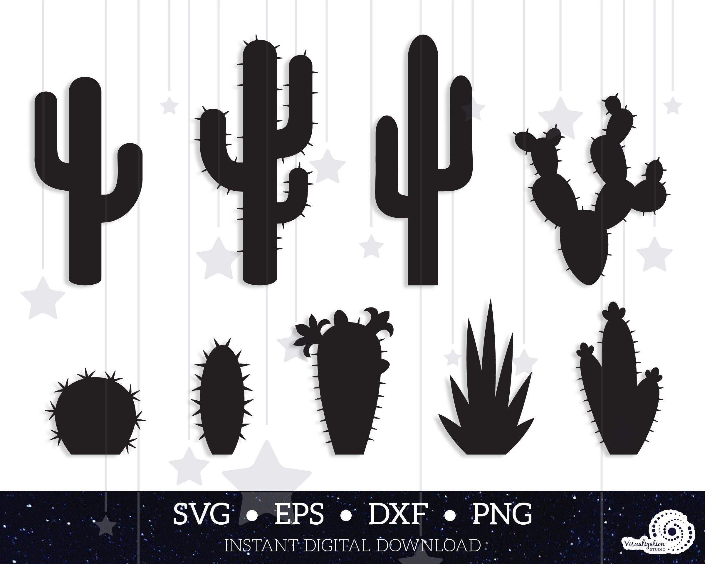 Cactus Vector Set INSTANT DIGITAL DOWNLOAD svg dxf | Etsy