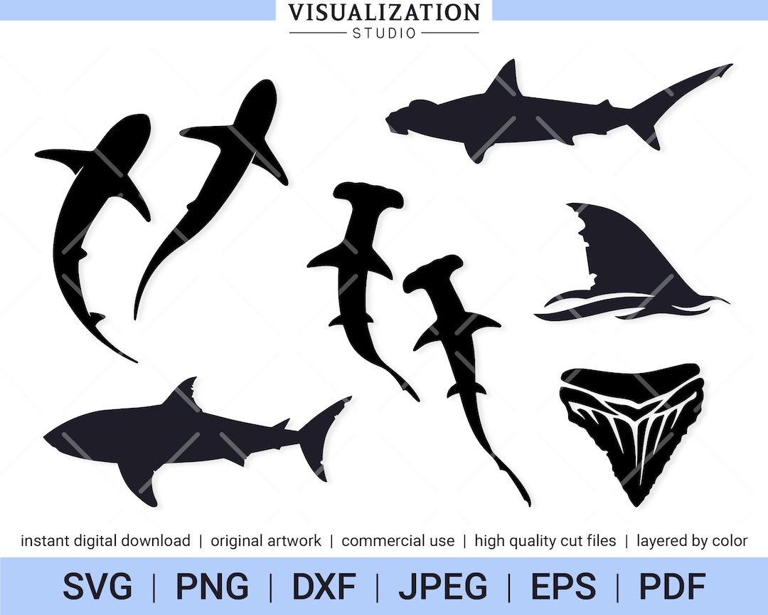 Sharks Vector Clipart Set INSTANT DIGITAL DOWNLOAD Svg Png Dxf Jpeg Eps ...