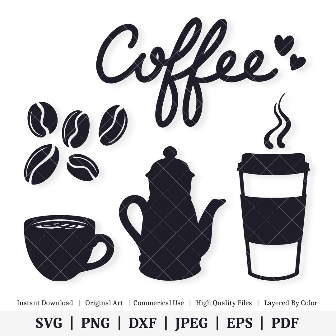 Coffee Shapes Vector Bundle INSTANT DIGITAL DOWNLOAD Svg Png Dxf Jpeg ...