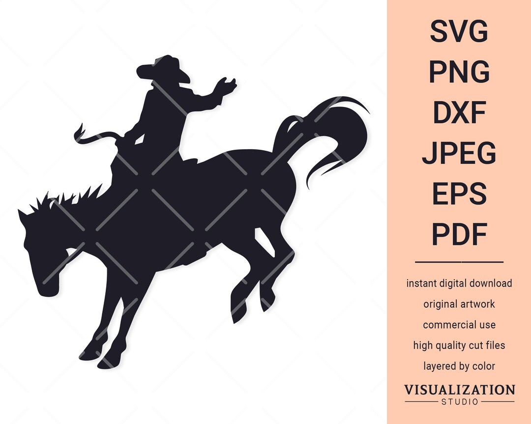 Bucking Bronco Rodeo Cowboy Vector Clipart INSTANT - Etsy