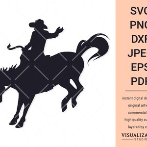 Bucking Bronco Rodeo Cowboy Vector Clipart INSTANT - Etsy