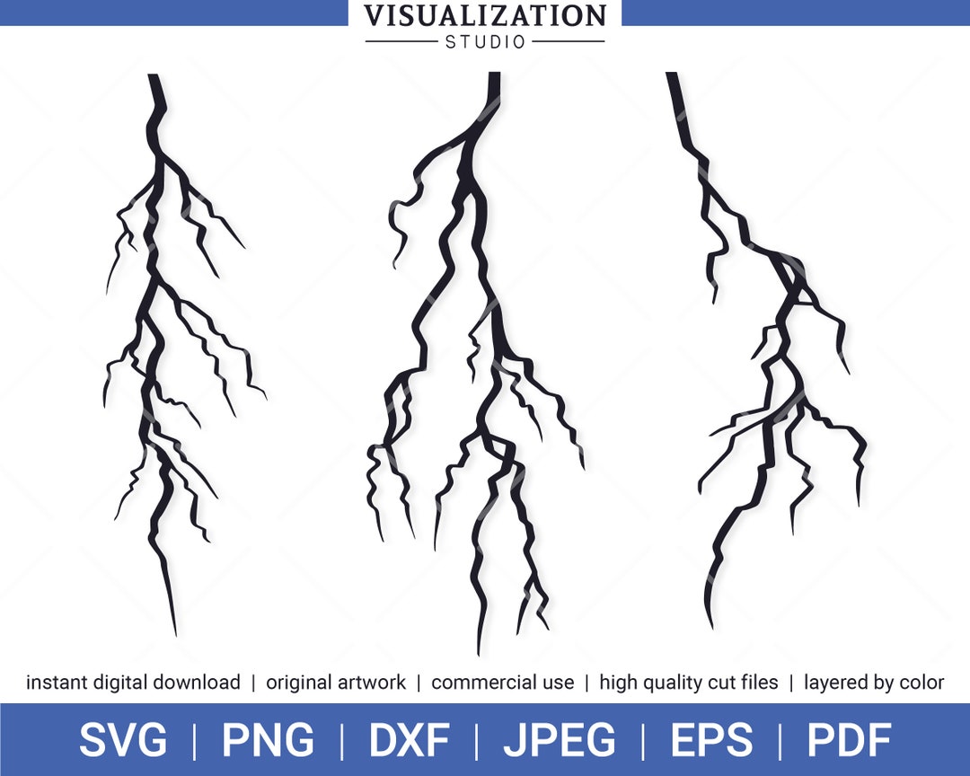 Lightning Strikes Vector Clipart Set INSTANT DIGITAL DOWNLOAD Svg Png ...