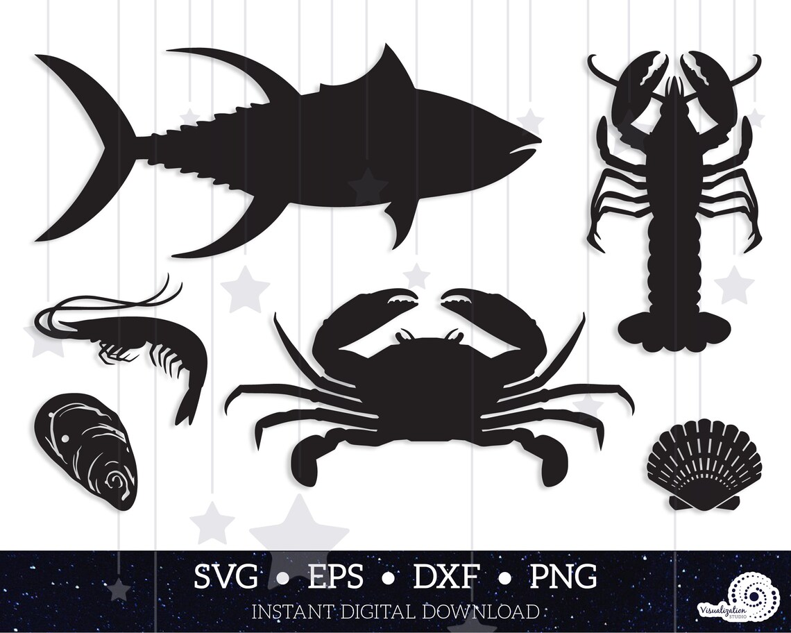 Seafood Vector Set INSTANT DIGITAL DOWNLOAD Svg Dxf | Etsy