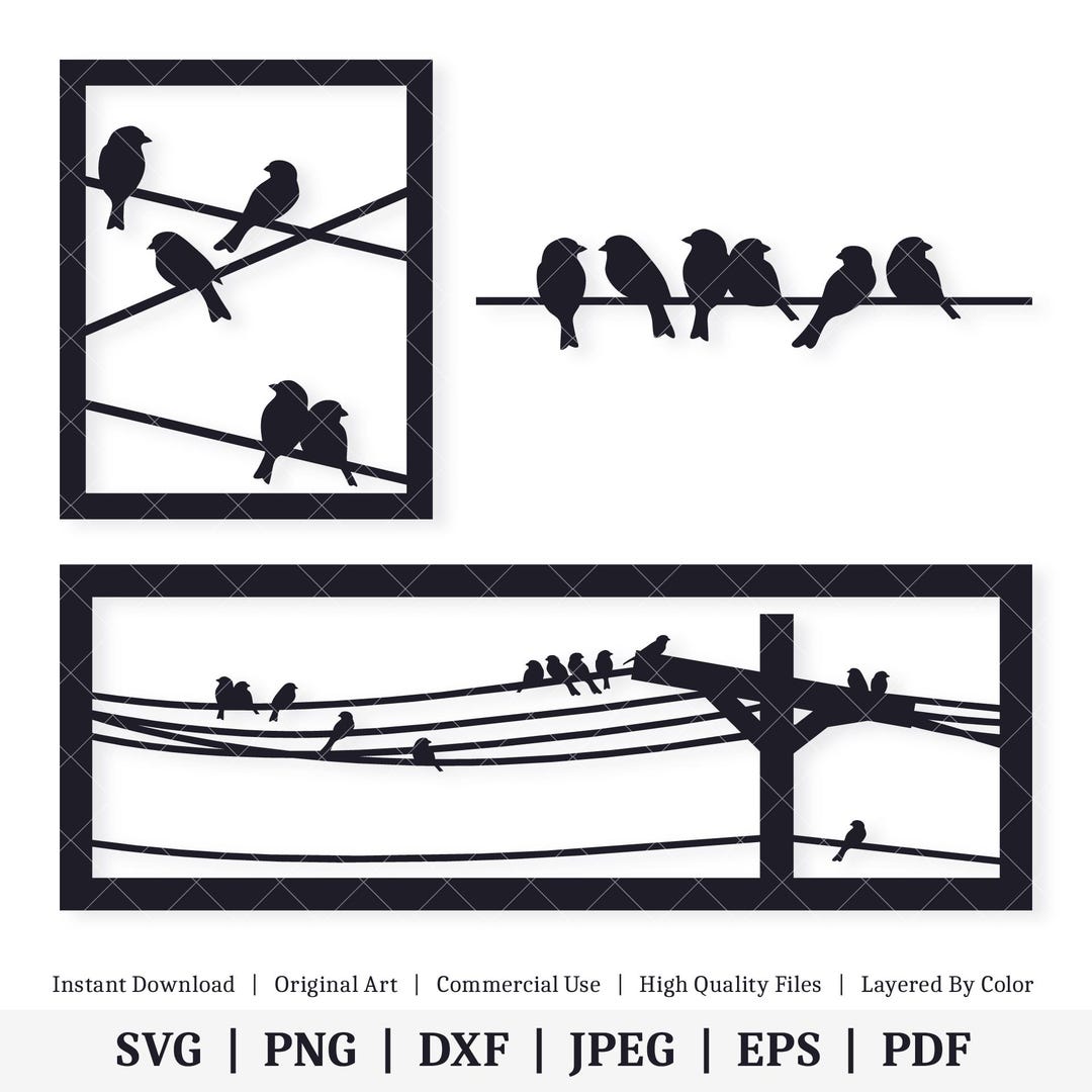 Birds on A Wire Vector Bundle INSTANT DIGITAL DOWNLOAD Svg Png Dxf Jpeg ...
