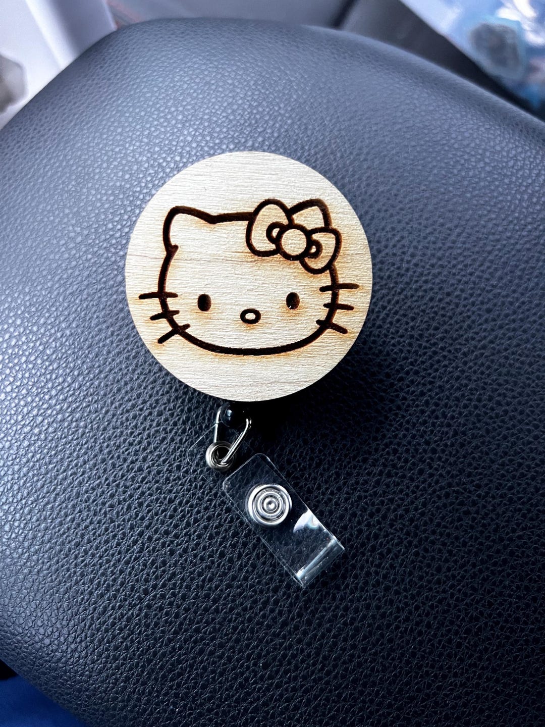 Laser Cut Cedar Hello Kitty Badge Reel - Etsy
