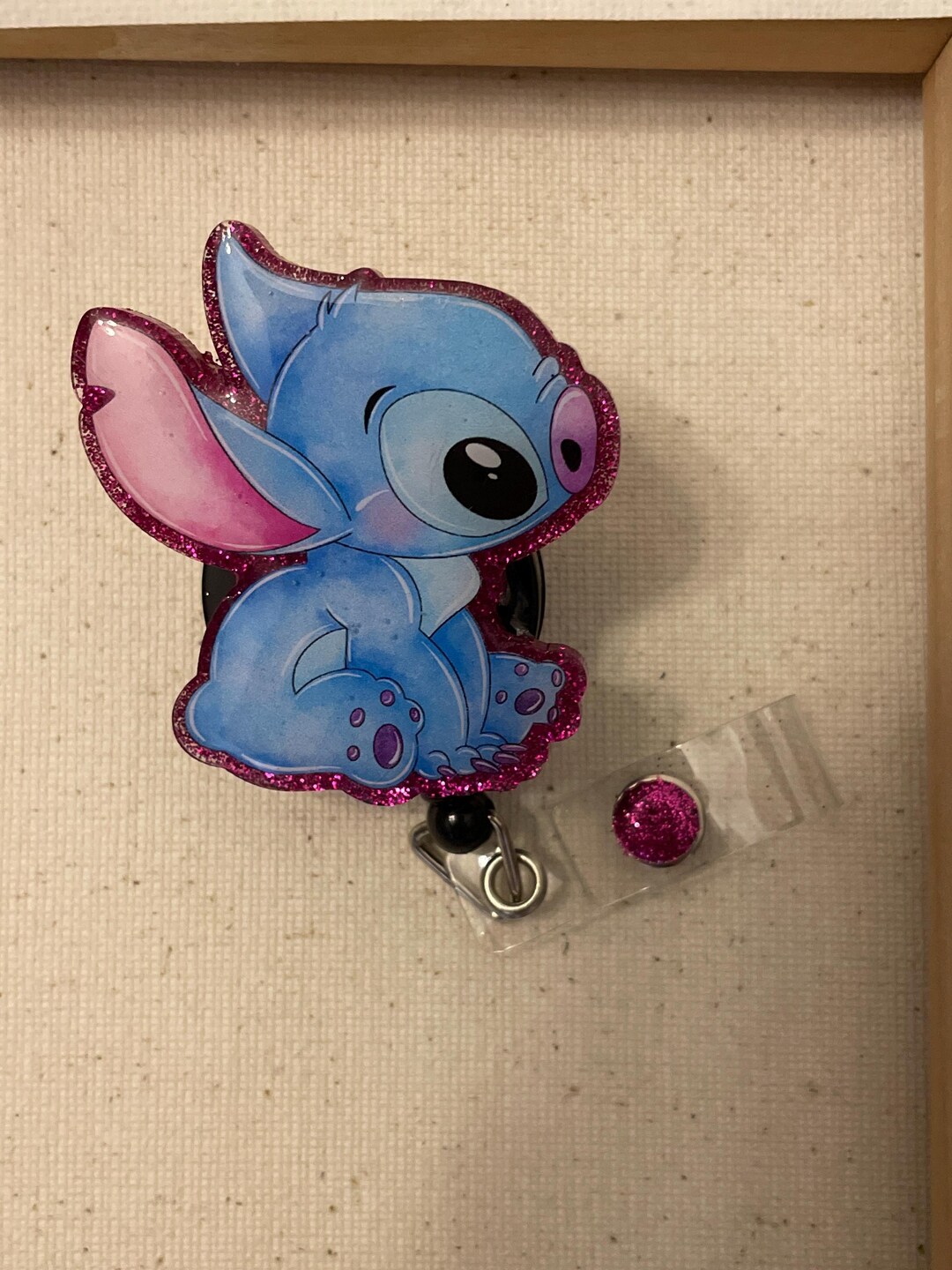 Disney’s Lilo and Stitch, Stitch Animated Glitter Badge Reel - Etsy