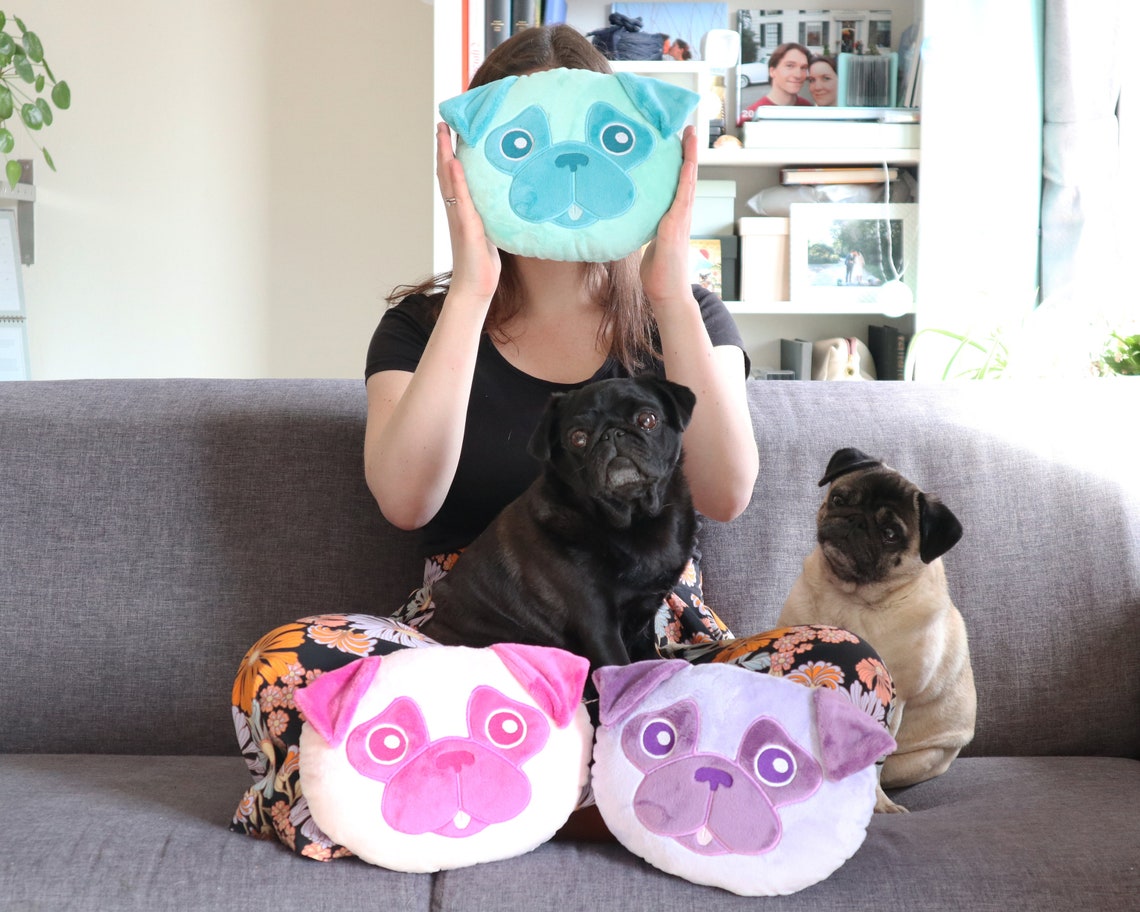 Pug Pillow Mini | Made to Order Handmade Dog Cushion | Animal, Fleece ...