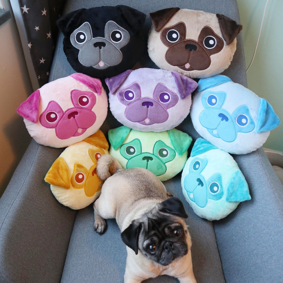 Pug Pillow Mini | Made to Order Handmade Dog Cushion | Animal, Fleece ...