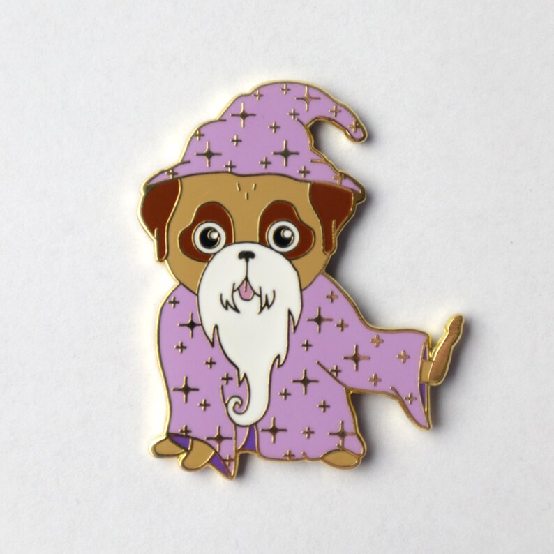 Wizard Pug Pin Hard Enamel Pugs Brooch Lila Gold Plated | Etsy
