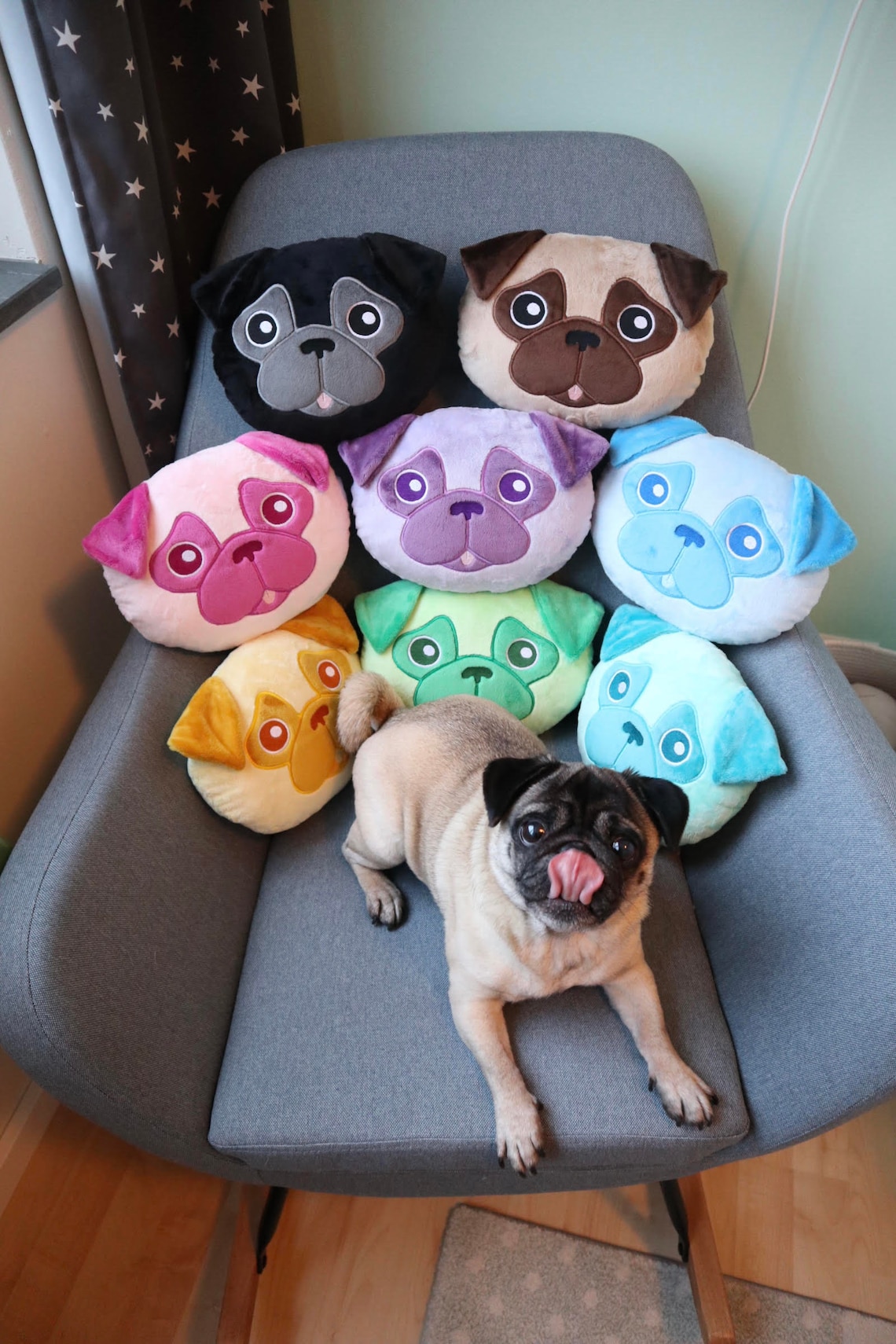 Pug Pillow Mini Made to Order Handmade Dog Cushion Animal | Etsy