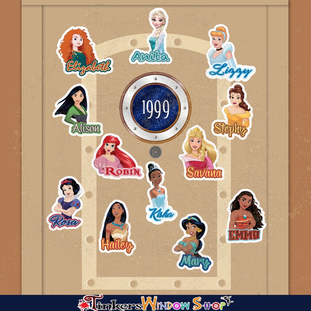 Customizable Disney Inspired Princesses - Magnet for D.i.s.n.e.y Cruise ...